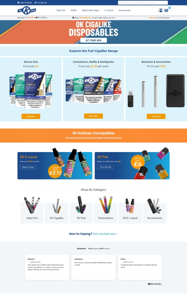 OK Vape - Vaping Brand - Ecommerce Website - Blaze Concepts