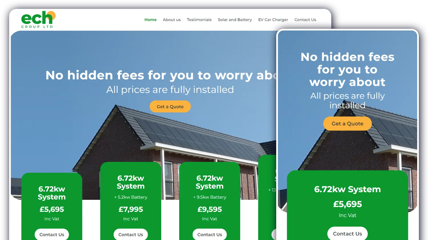 Website for a family run business providing Solar PV installations