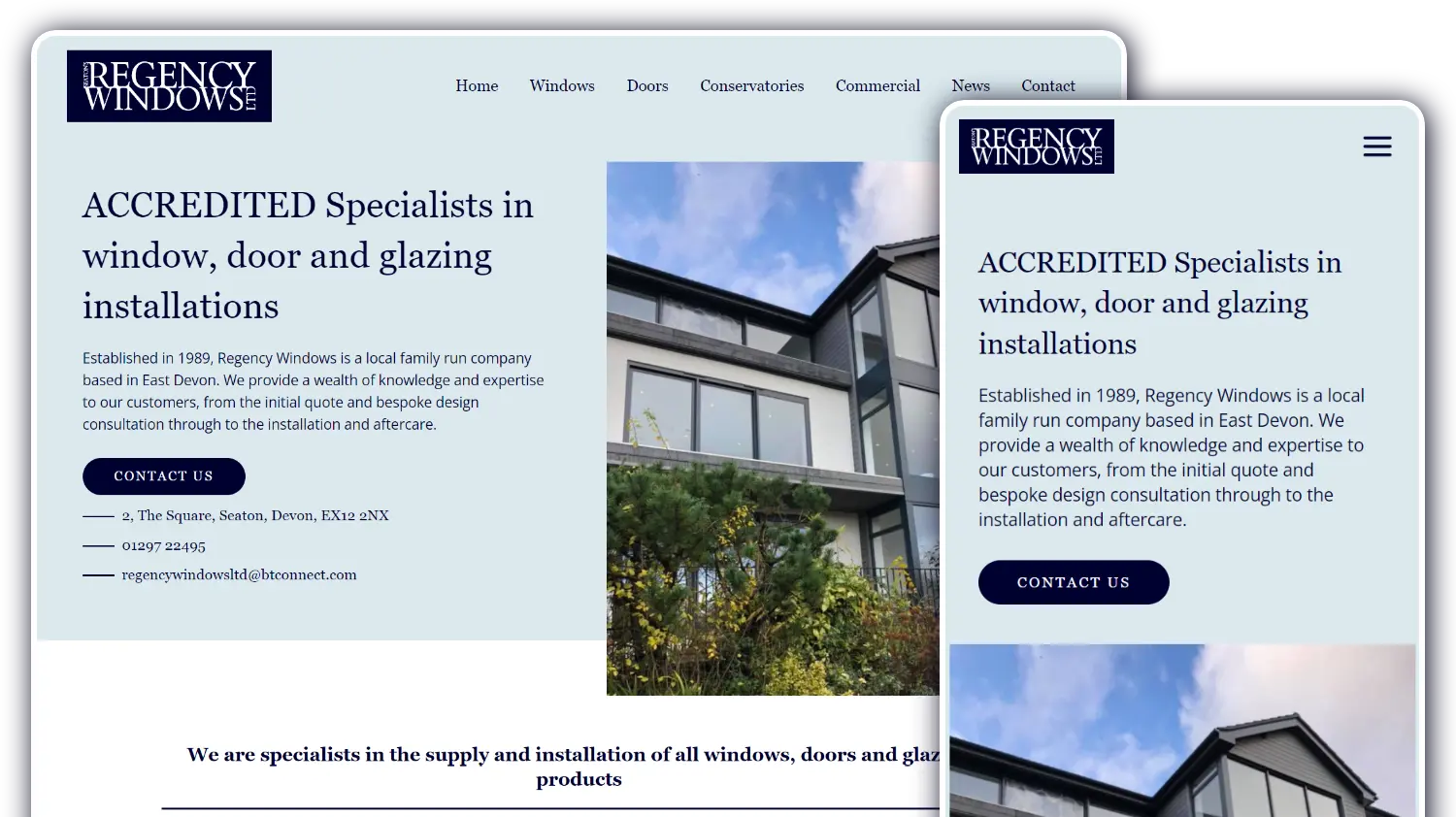 Website for East Devon window supplier - Regency Windows